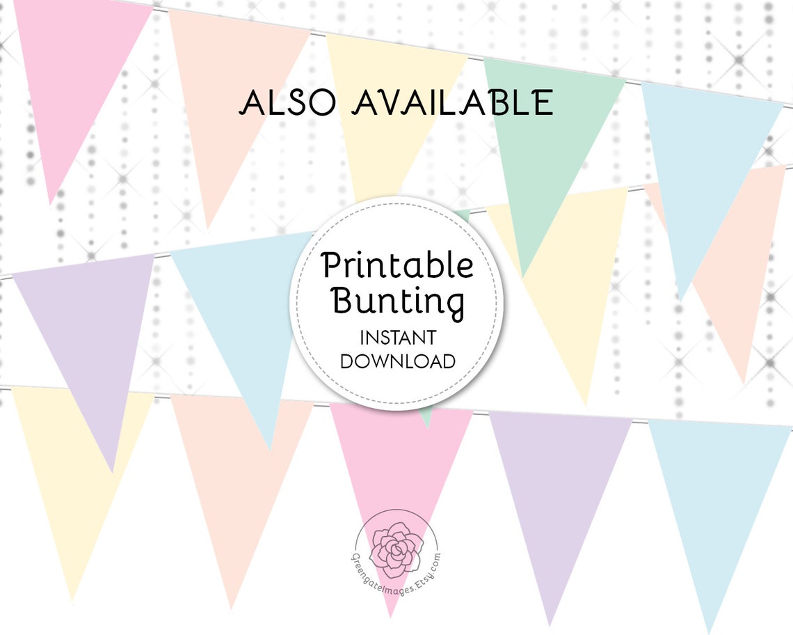 Printable Message Banner - Pastel Rainbow Bunting, Pink Peach Yellow ...