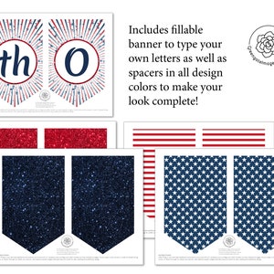 Patriotic Letter Banner - EDITABLE and PRINTABLE 4th of July Message ...