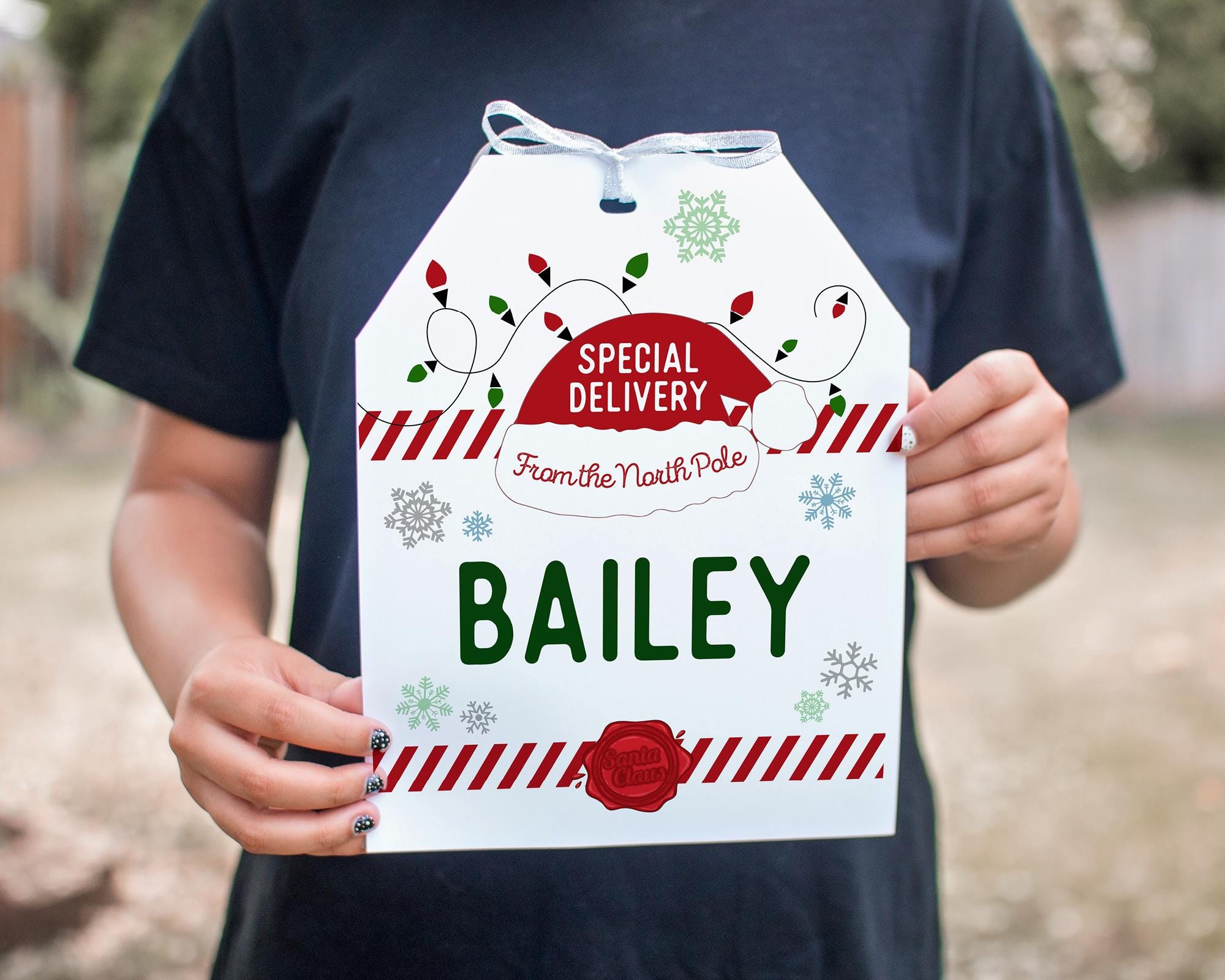 Giant XL Santa Gift Tag - PRINTABLE Editable Corjl, Extra Large Tag ...