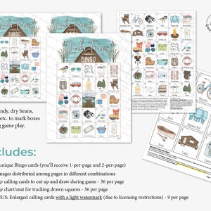 Lake Trip Bingo - 50 PRINTABLE Unique Cards. Instant Digital Download ...