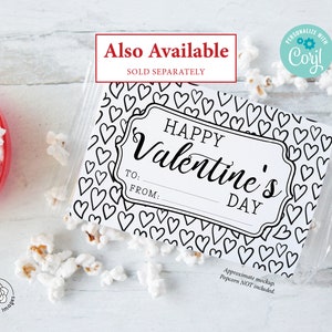 Valentine's Day Popcorn Wrapper - PRINTABLE Microwave Popcorn Wrapper ...