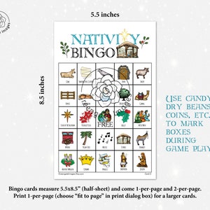 Nativity Bingo Cards: Printable Christmas Bingo, 50 Cards, Senior ...
