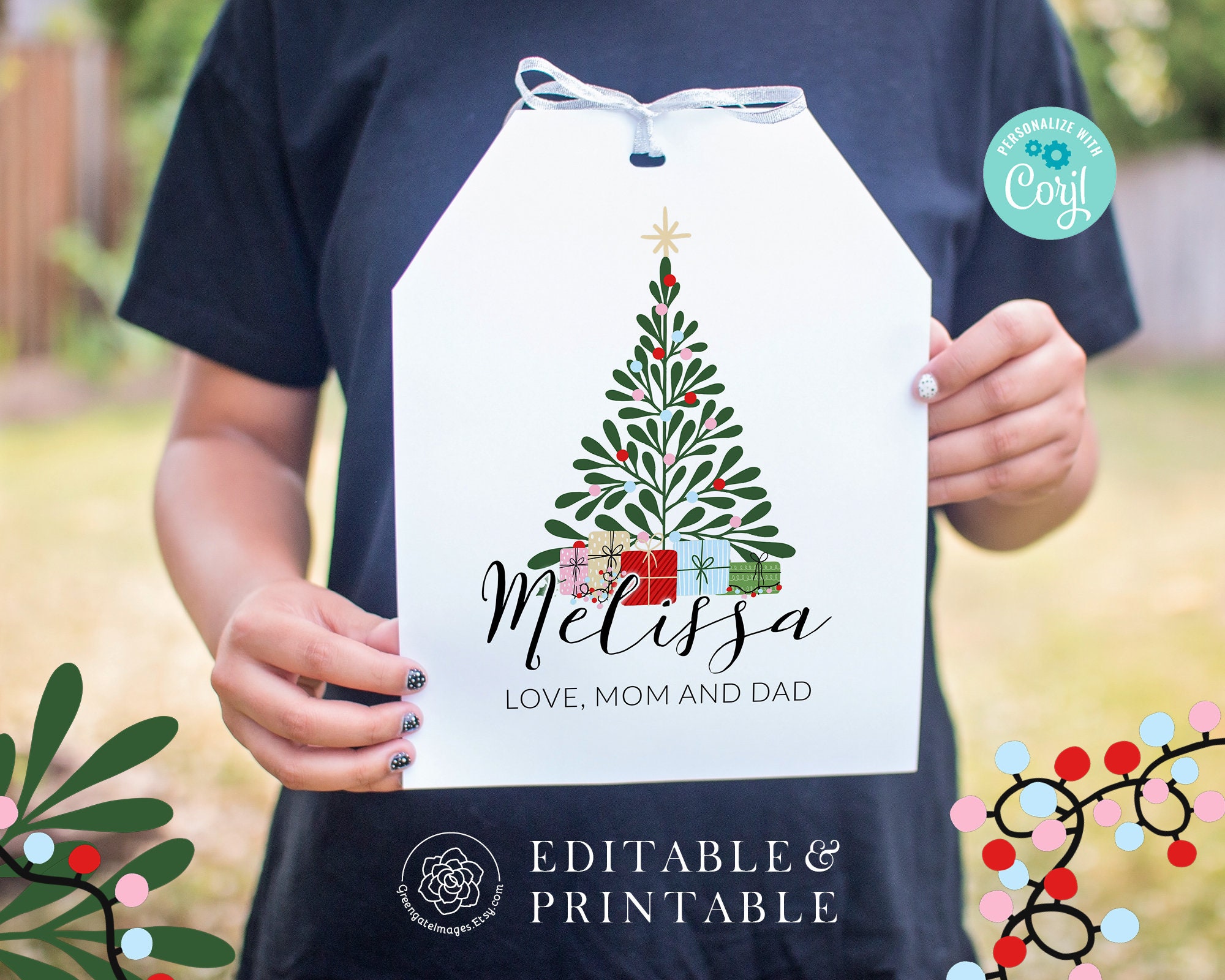 Giant XL Christmas Gift Tag - PRINTABLE Editable Corjl, Extra Large Tag ...