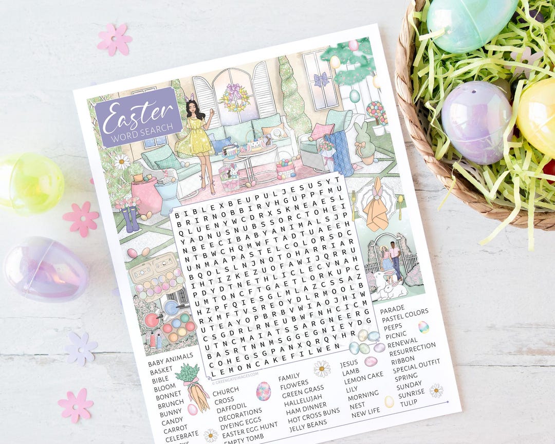 Easter Word Search - PRINTABLE Downloadable Activity. Pretty & Charming ...
