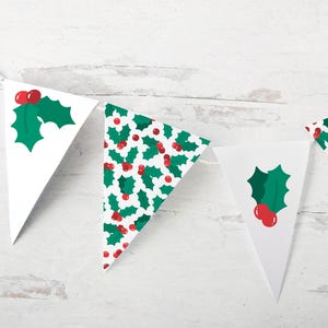 Holly Bunting - PRINTABLE Banner, Instant Download, Christmas Banner ...