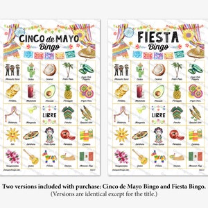 Fiesta/cinco De Mayo Bingo Cards: Printable Bingo, 50 Cards, Senior ...