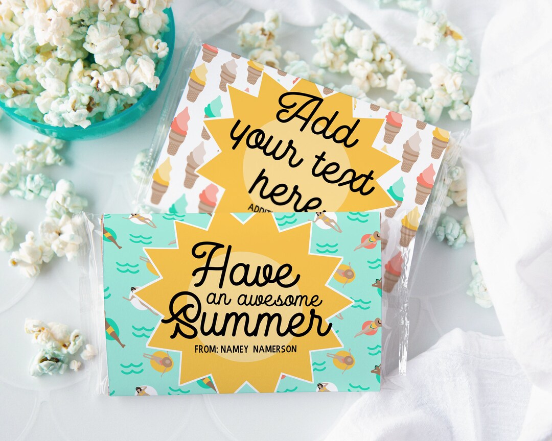 Summer Popcorn Wrapper Duo PRINTABLE Microwave Popcorn Wrapper That You ...