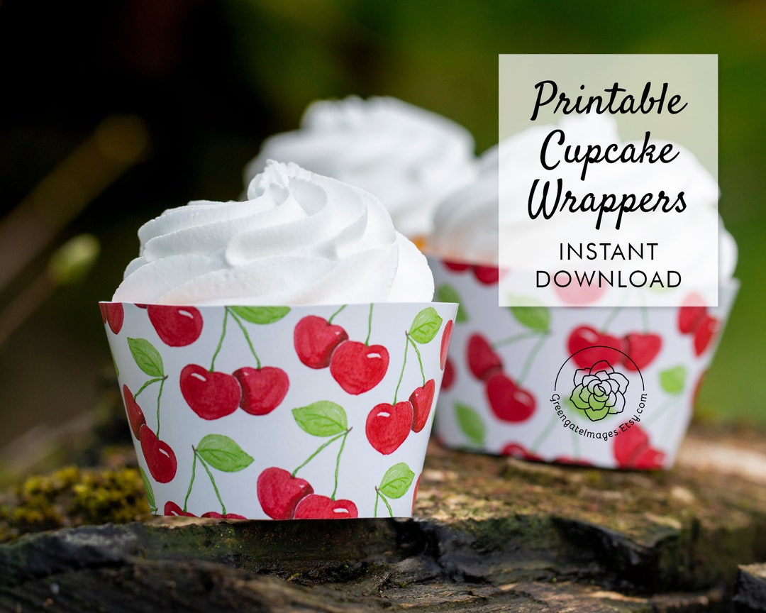 Cherry Cupcake Wrapper Printable Cupcake Sleeve Cherry - Etsy