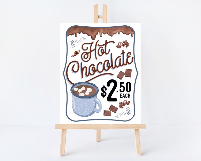 Hot Chocolate Sign: PRINTABLE Corjl 8.5x11" Sign Template. Hot Cocoa ...