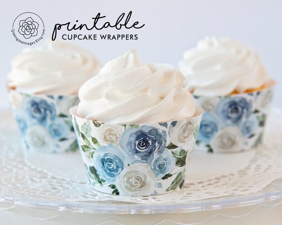 Wedding Cupcake Wrappers PRINTABLE Floral Cupcake Wraps Pdf - Etsy