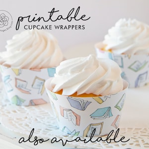 Books/reading Cupcake Wrapper - PRINTABLE Library Cupcakes, School ...