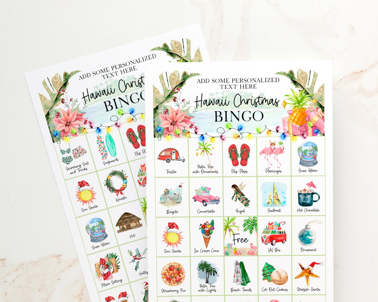 Tropical CHRISTMAS Bingo: 50 Printable Bingo Cards With Hawaii - Etsy