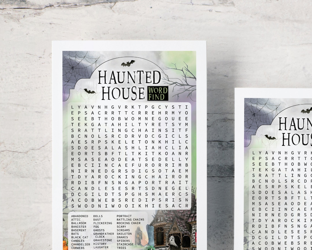 Haunted House Word Find - PRINTABLE Downloadable Activity. Halloween ...