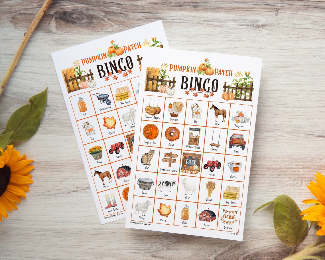 Pumpkin Patch Bingo Cards: PRINTABLE Bingo With Labeled - Etsy