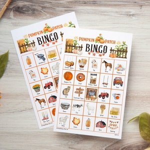 Pumpkin Patch Bingo Cards: PRINTABLE Bingo With Labeled Pictures. 50 ...