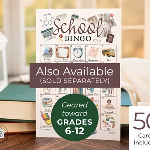 Back to School Bingo (elementary) - 50 PRINTABLE Unique Cards. Instant ...
