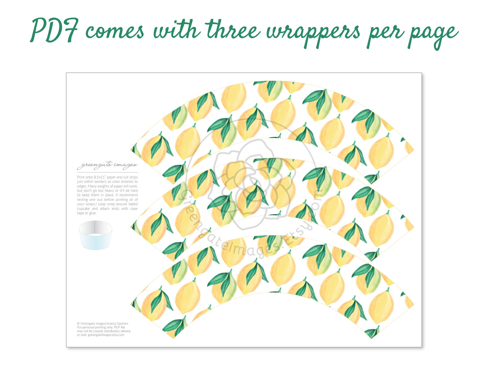 Lemon Cupcake Wrapper - Lemon Cake Printable, Party Printables, Bridal ...