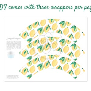 Lemon Cupcake Wrapper - Lemon Cake Printable, Party Printables, Bridal ...