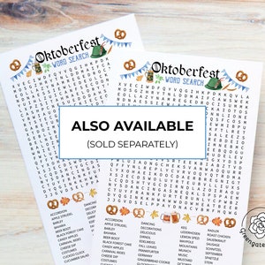Oktoberfest (non-alcoholic) Word Search - Big PRINTABLE 40-word Find ...