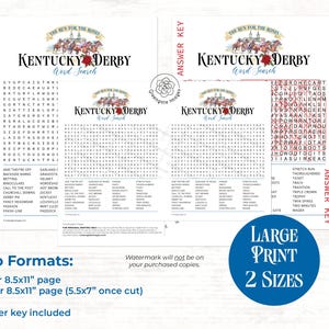 Kentucky Derby Word Search - PRINTABLE Downloadable Activity. Fun Word ...