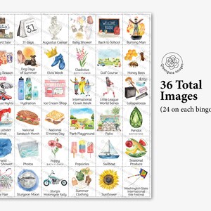 August Bingo - 50 PRINTABLE Unique Cards. Instant Digital Download PDF ...