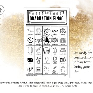 Graduation Bingo Cards: Printable Bingo Cards, Black and White, 50 ...