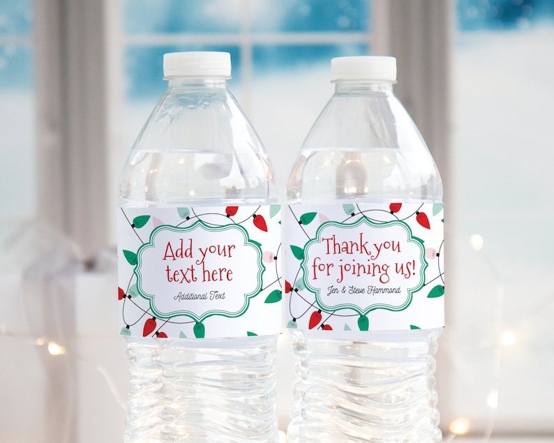 Christmas Water Bottle Label Printable Corjl Editable - Etsy