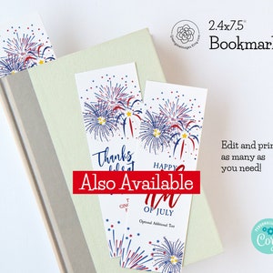 Patriotic Bookmark - Personalize Corjl, 4th of July Bookmark, Book Club ...