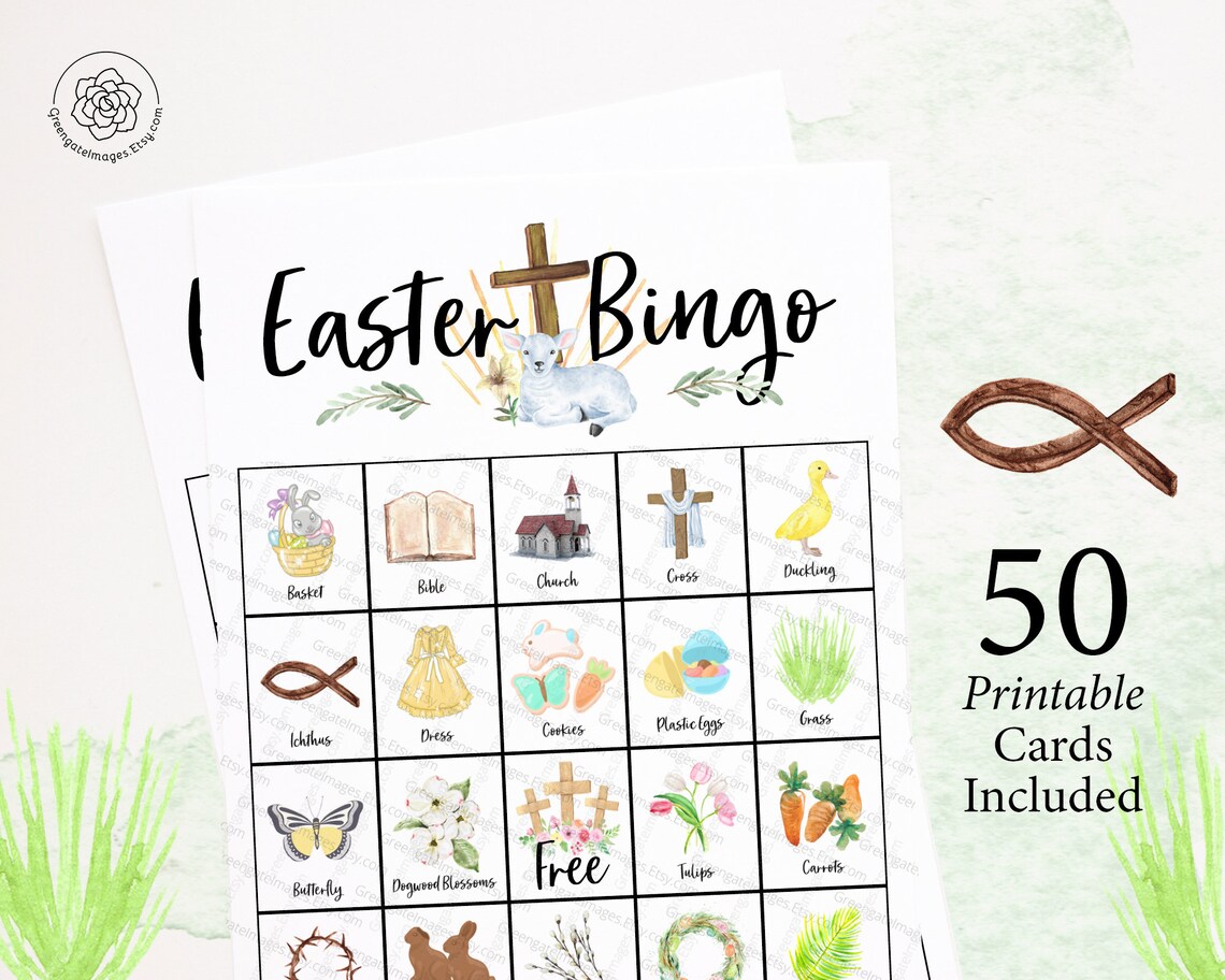 Christian Easter Bingo: 50 Printable Unique Cards - Etsy
