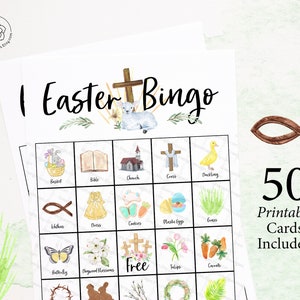 Christian Easter Bingo: 50 Printable Unique Cards - Etsy