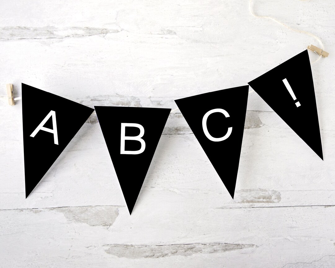 Black Letter Banner - PRINTABLE, Editable Banner PDF. Instant Digital ...
