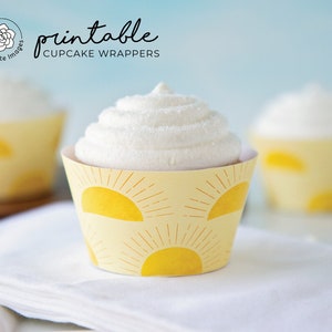 Sun Cupcake Wrapper - PRINTABLE Instant Download PDF. Yellow Sunshine ...