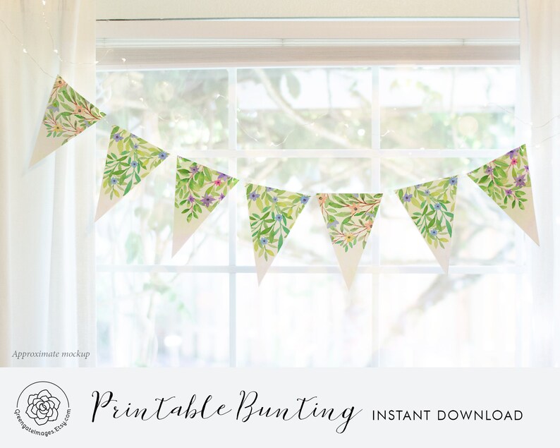 Printable Floral Bunting INSTANT DOWNLOAD watercolor | Etsy