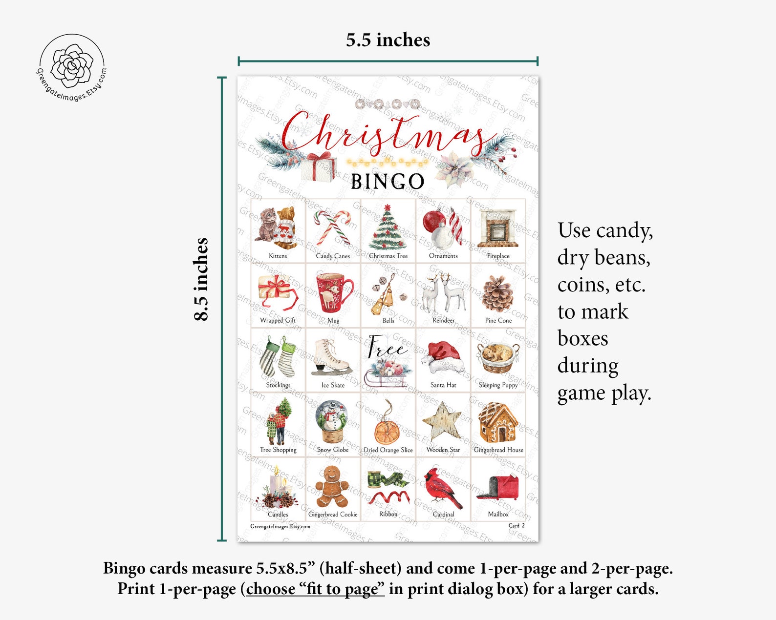 Cozy Christmas Bingo Cards: Printable Bingo, 50 Cards, Senior Citizen ...