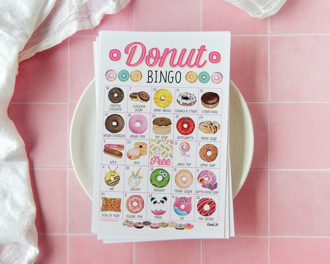 Donut Bingo - 50 PRINTABLE Unique Cards. Instant Digital Download PDF ...