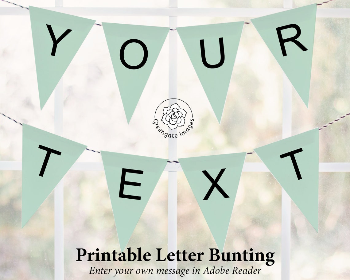 Mint Fillable Banner Editable Banner Letters Banner - Etsy