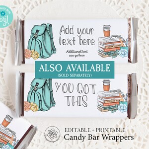 School Candy Bar Wrappers - PRINTABLE Custom Candy Wrap, Editable in ...