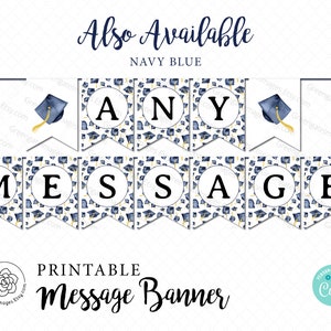 Navy Blue Graduation Bunting - PRINTABLE Graduation Cap Design, Party ...