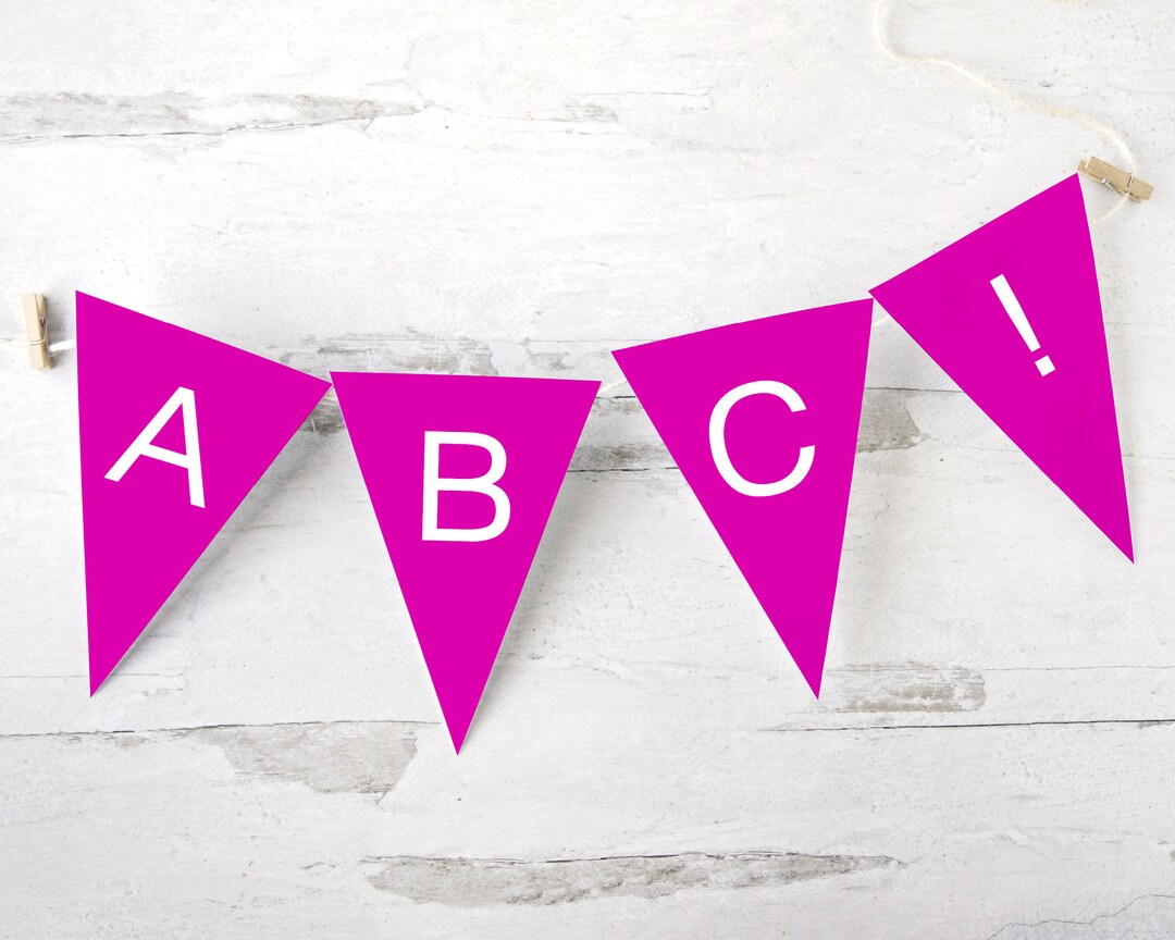 Magenta Letter Banner - PRINTABLE, Editable Banner PDF. Instant Digital ...