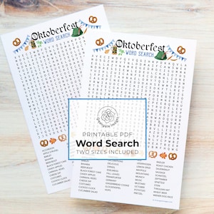 Oktoberfest Word Search - Big PRINTABLE 45-word Find. Instant Download ...
