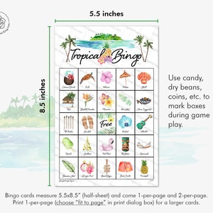 Tropical Bingo: PRINTABLE 50 Cards, Bingo Pdf Game, Party Game Ideas ...