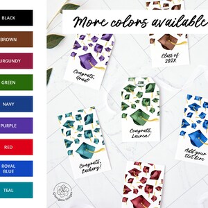 Black Graduation Cap Gift Tags - PRINTABLE, Editable Corjl, Favor Bag ...