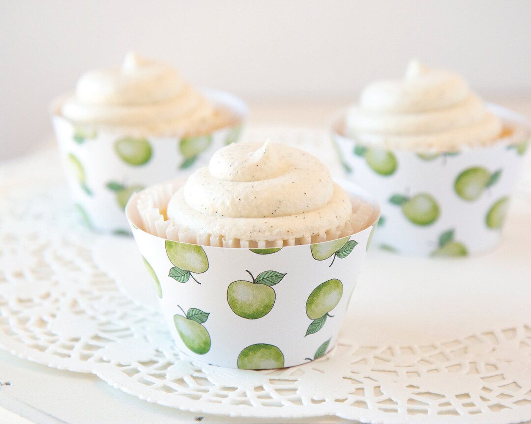 Green Apple Cupcake Wrapper - Printable Cupcake, Printable Pdf, Fall ...