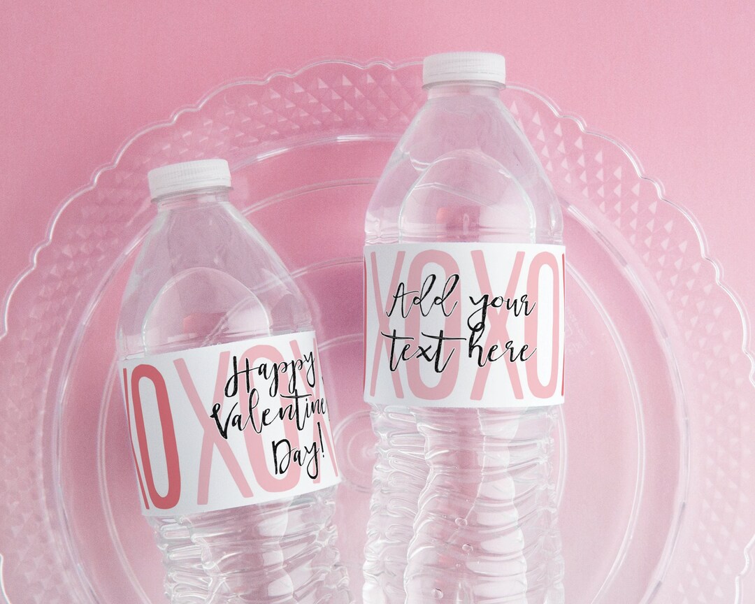 Valentine Water Bottle Label Printable, Corjl Editable, Beverage Wrap ...