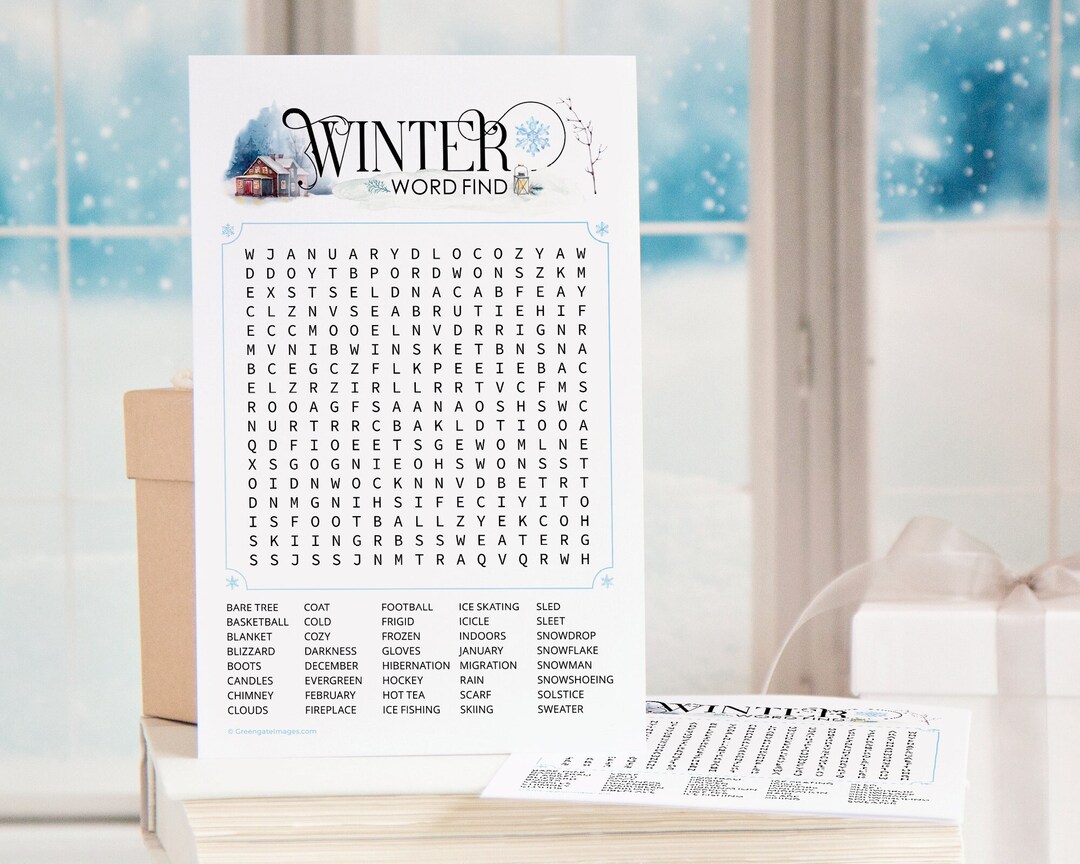 Winter Word Find PRINTABLE Downloadable Activity. Cold Weather Word ...