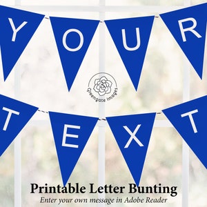 Blue Letter Banner - PRINTABLE, Editable Banner PDF. Instant Digital ...