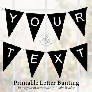 Black Letter Banner - PRINTABLE, Editable Banner PDF. Instant Digital ...