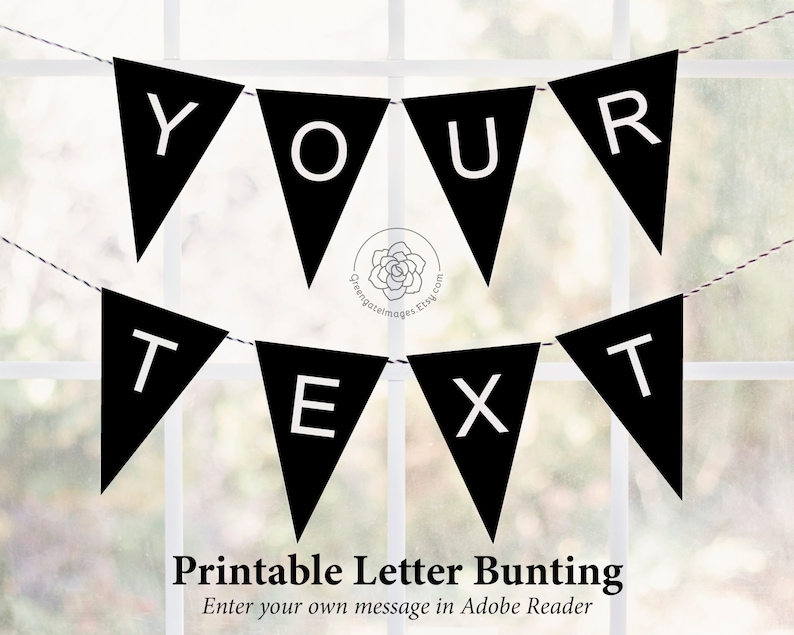 Black Letter Banner - PRINTABLE, Editable Banner PDF. Instant Digital ...
