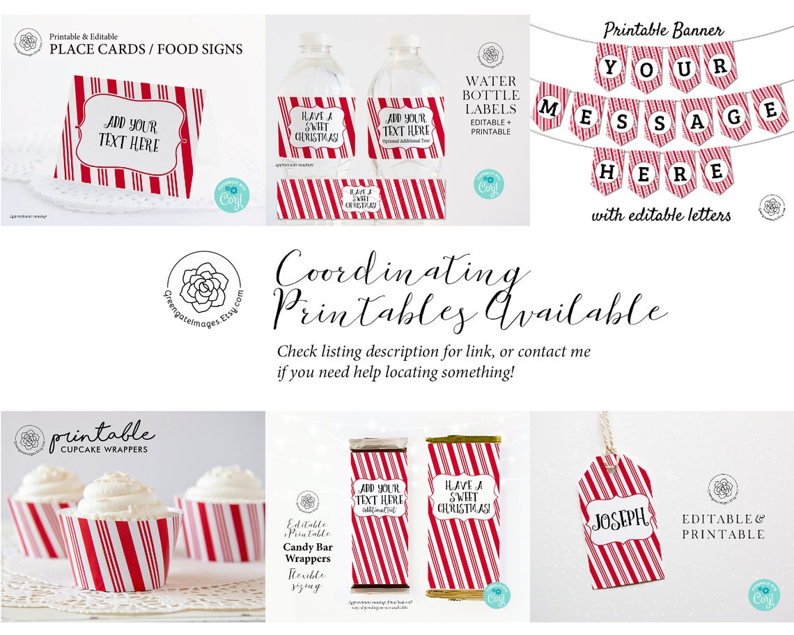 FILLABLE Candy Cane Bingo Template: 50 Cards Printable Pdf, Editable ...