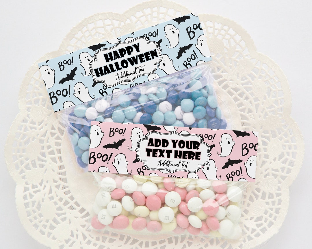 6.5 Pink & Blue Ghosts Halloween Bag Toppers PRINTABLE Goody Bag ...